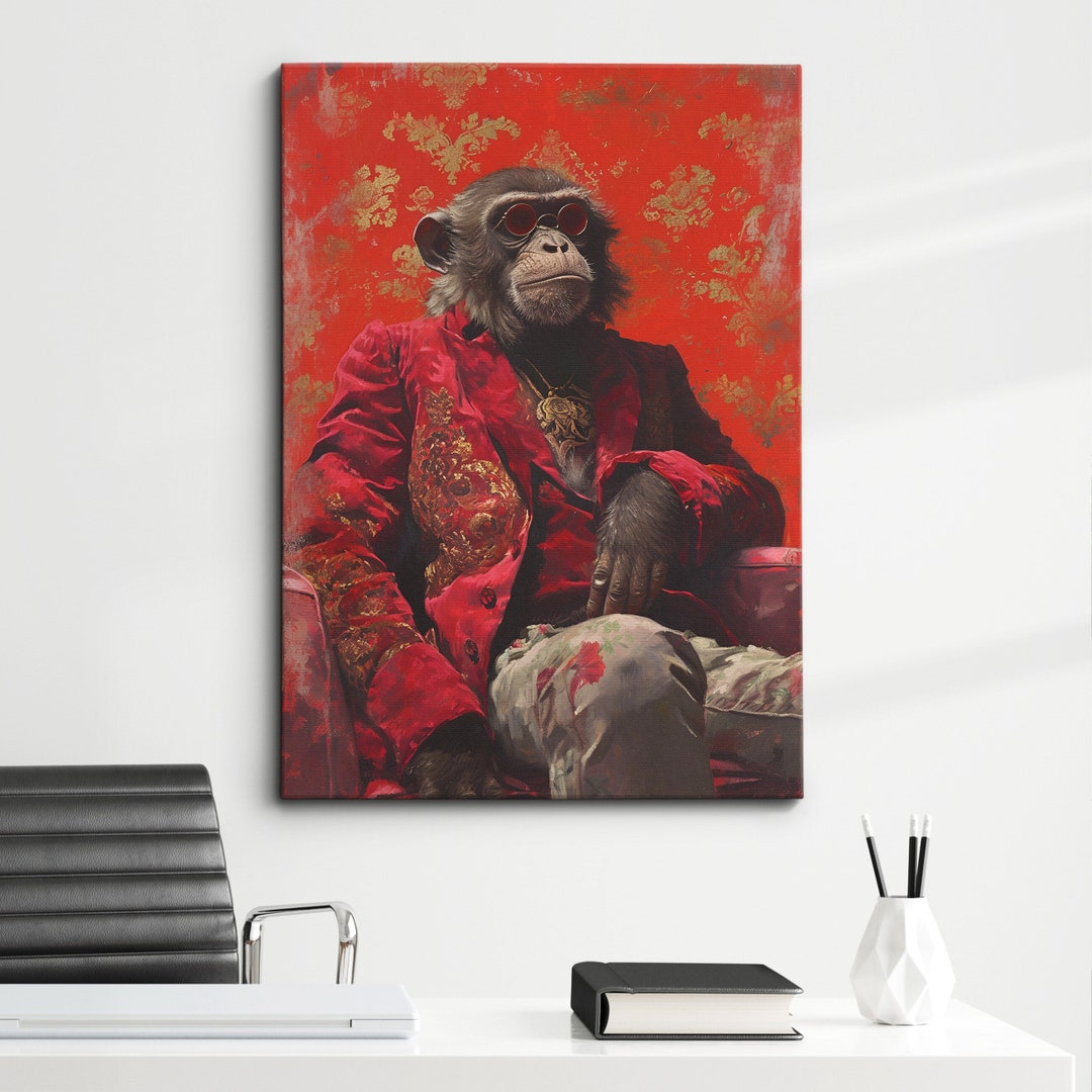 Monkey in a Suit Animal Painting Framed Poster Print or Framed Canvas ...