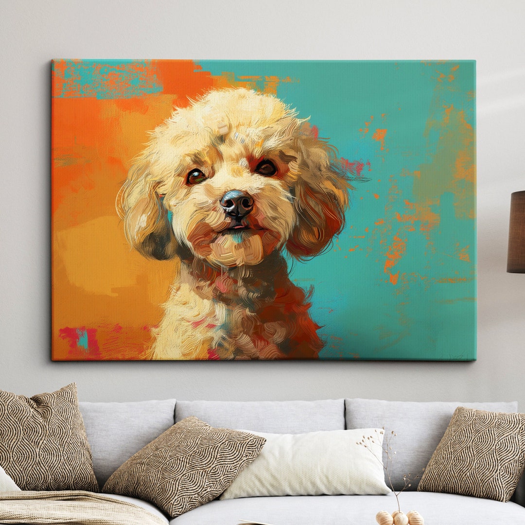 Cockapoo Abstract Painting Framed Poster Print & Framed Canvas Wall ...