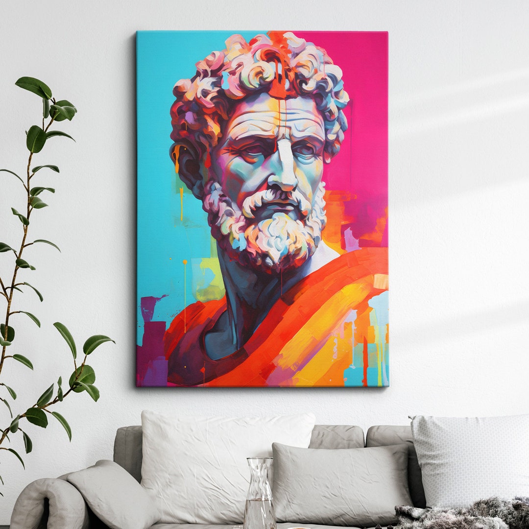 Vibrant Marcus Aurelius Roman Stoic Philosopher Oil Painting Framed ...