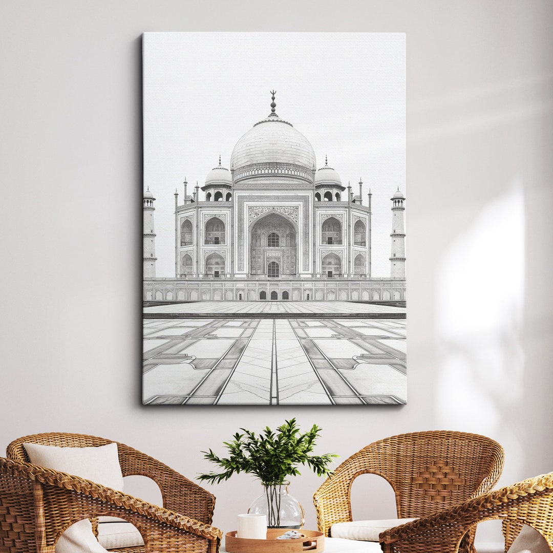India Taj Mahal Iconic Landmark Paint Framed Artist Poster Oil Print ...