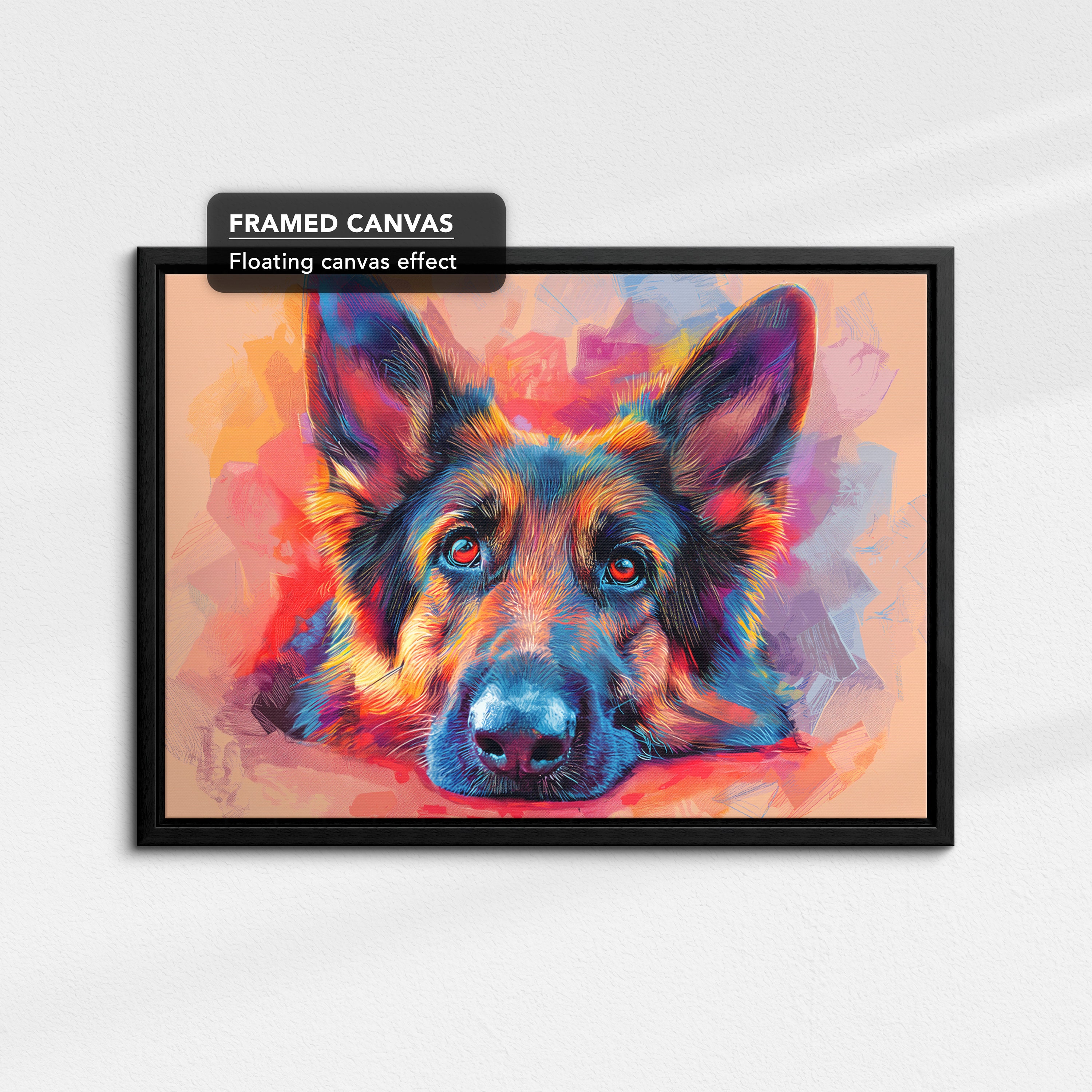 Colorful German Shepherd Abstract Dog Pet Art Oil Painting Framed ...