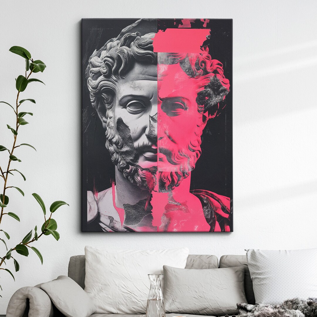 Marcus Aurelius Collage Art Pink Black Framed Poster Print & Framed ...