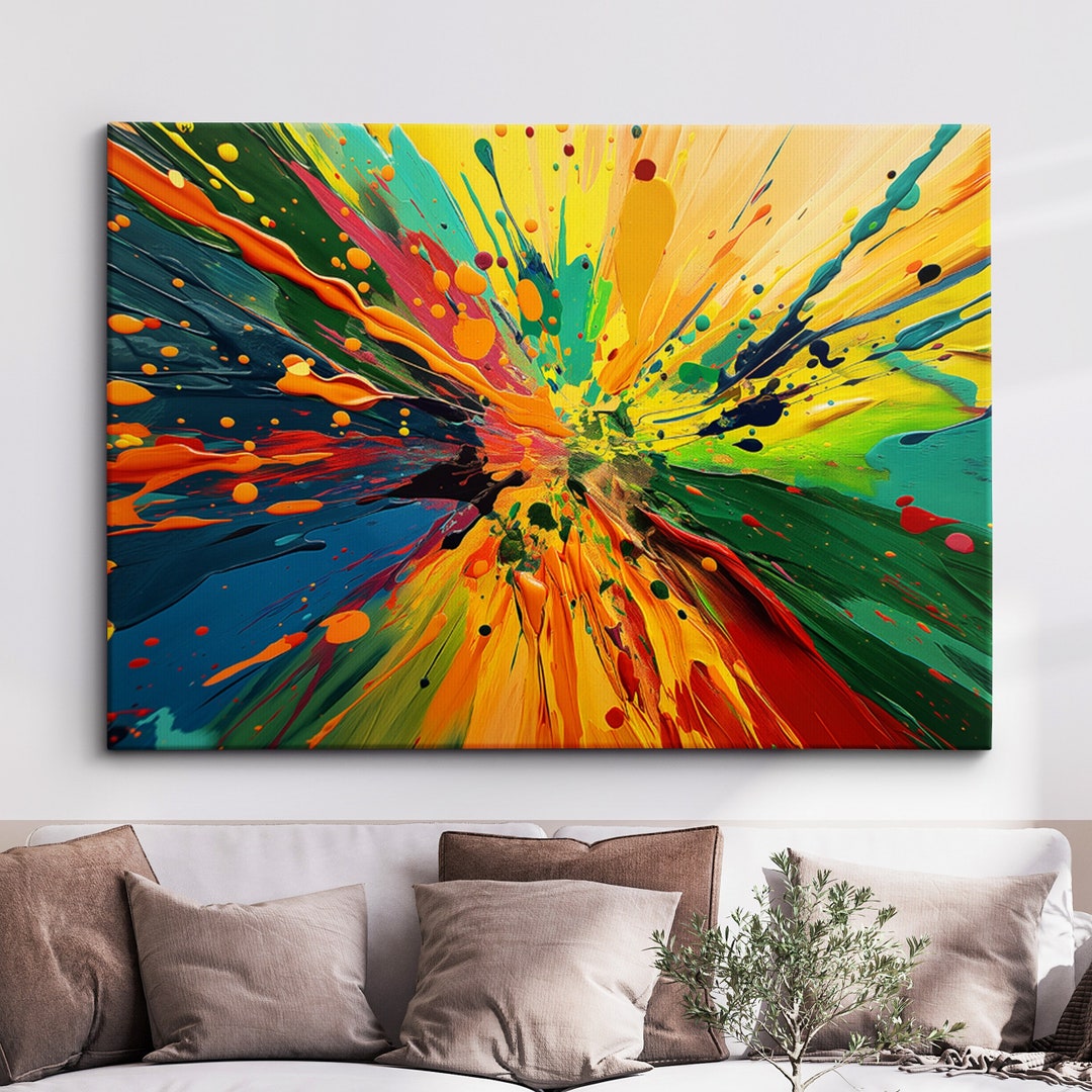 Paint Brush Splat Contemporary Abstract Oil Painting Strokes Style Wall ...