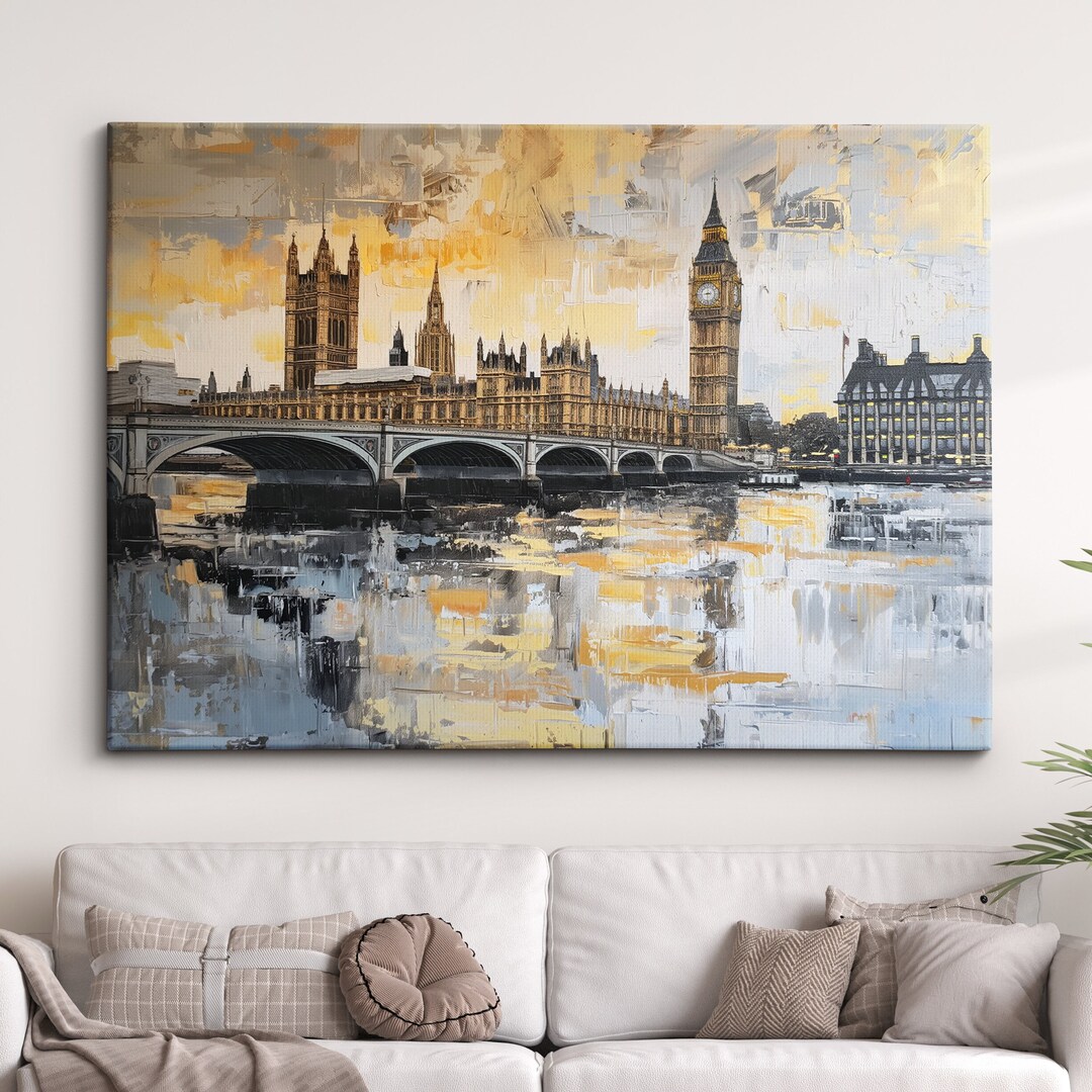 Big Ben Gold London City Landmark Abstract Oil Painting Framed Poster ...
