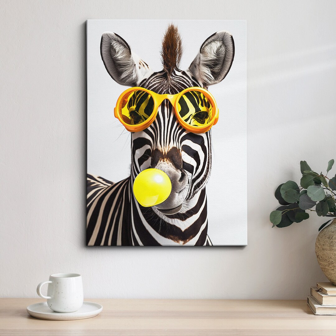 Zebra Bubble Gum Abstract Oil Painting Animal Framed Poster Print ...