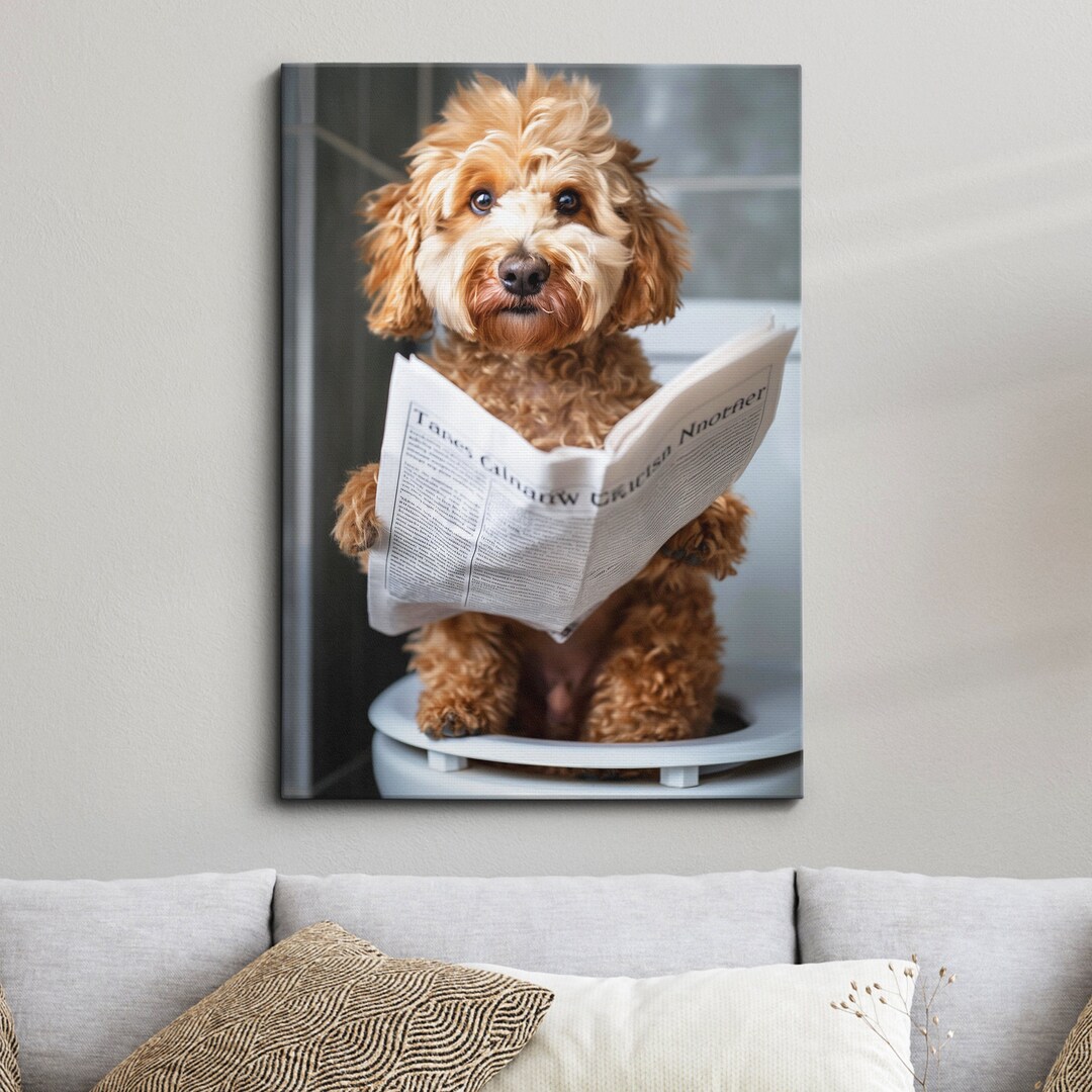 Cockapoo in the Washroom Dog Pet Abstract Modern Painting Wall Art ...