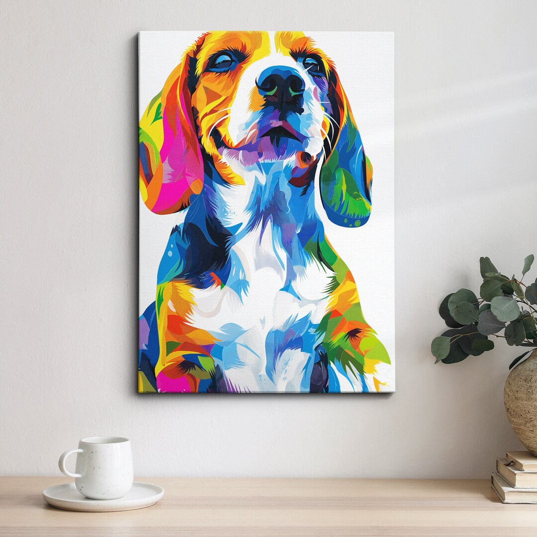 Colorful Beagle Dog Abstract Framed Poster Print & Framed Canvas Wall ...