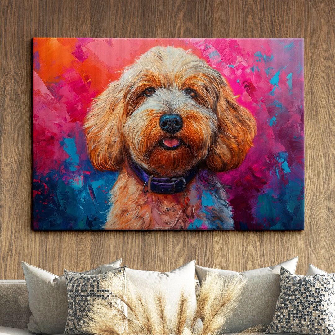Cockapoo Abstract Painting Framed Poster Print & Framed Canvas Wall ...
