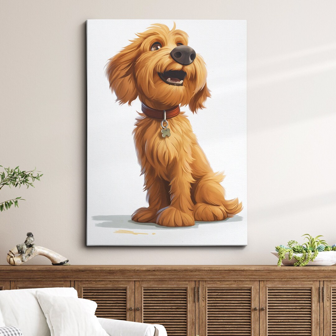 Cockapoo Cartoon Character Framed Poster Print & Framed Canvas Wall ...