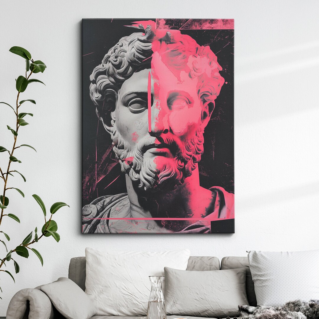 Marcus Aurelius Collage Art Pink Black Framed Poster Print & Framed ...