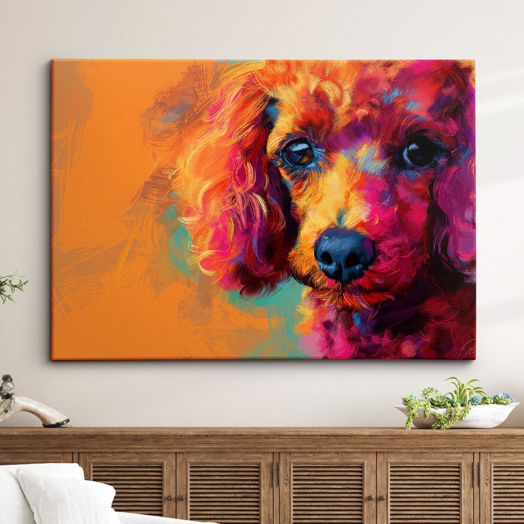 Colorful Poodle Abstract Dog Pet Art Oil Painting Framed Poster Print ...