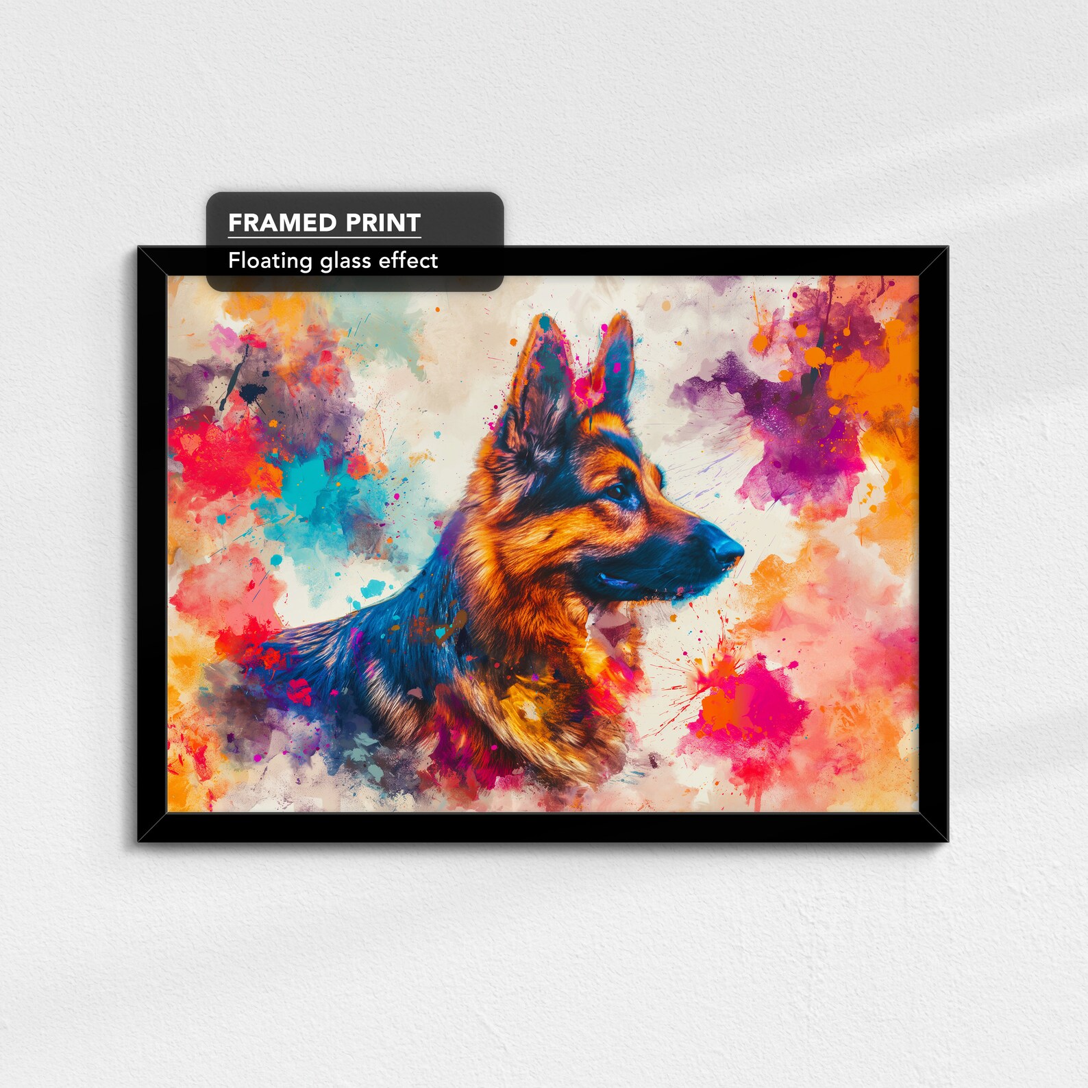 Colorful German Shepherd Abstract Dog Pet Art Oil Painting Framed ...