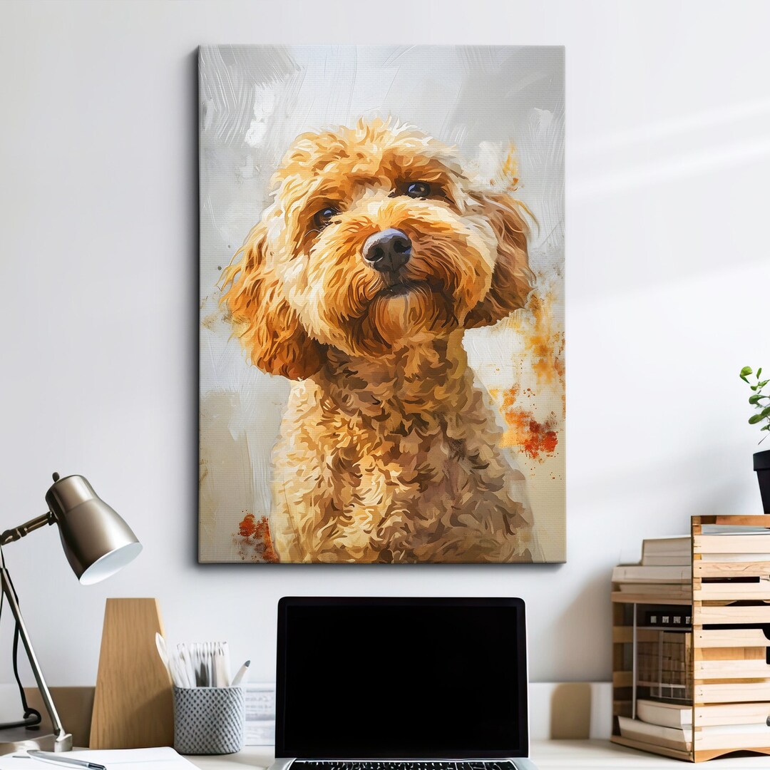 Cockapoo Abstract Paint Drip Dog Painting Framed Poster Print or Framed ...