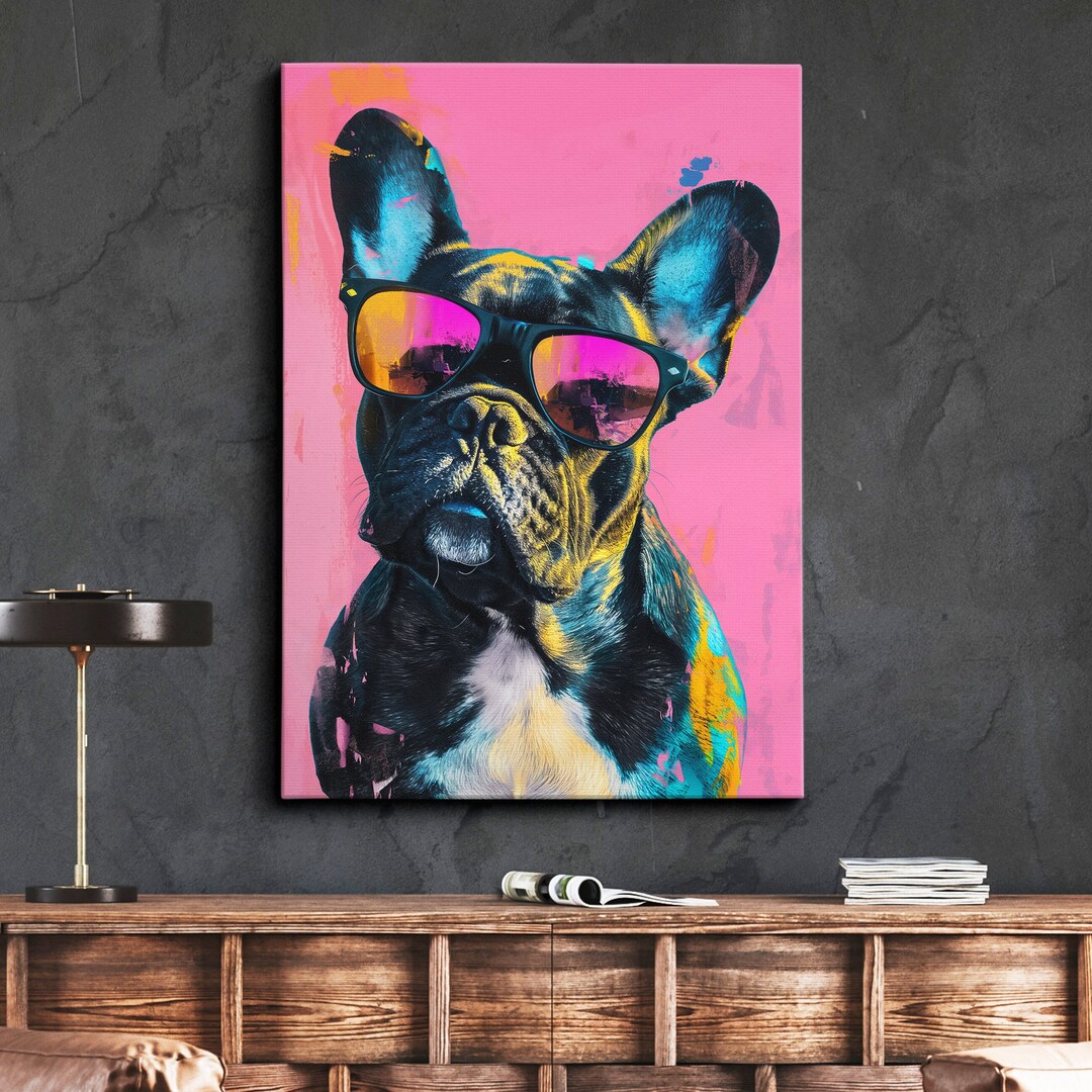 French Bulldog Abstract Dog Oil Painting Framed Poster Print or Framed ...