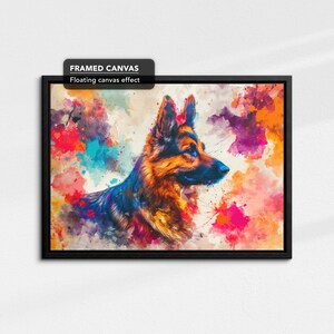 Colorful German Shepherd Abstract Dog Pet Art Oil Painting Framed ...