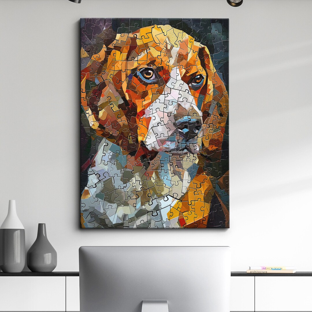 Beagle Puzzle Effect Abstract Painting Framed Poster Print Framed ...