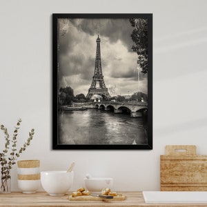 Eiffel Tower Paris Art Painting Framed Poster Print & Framed Canvas ...