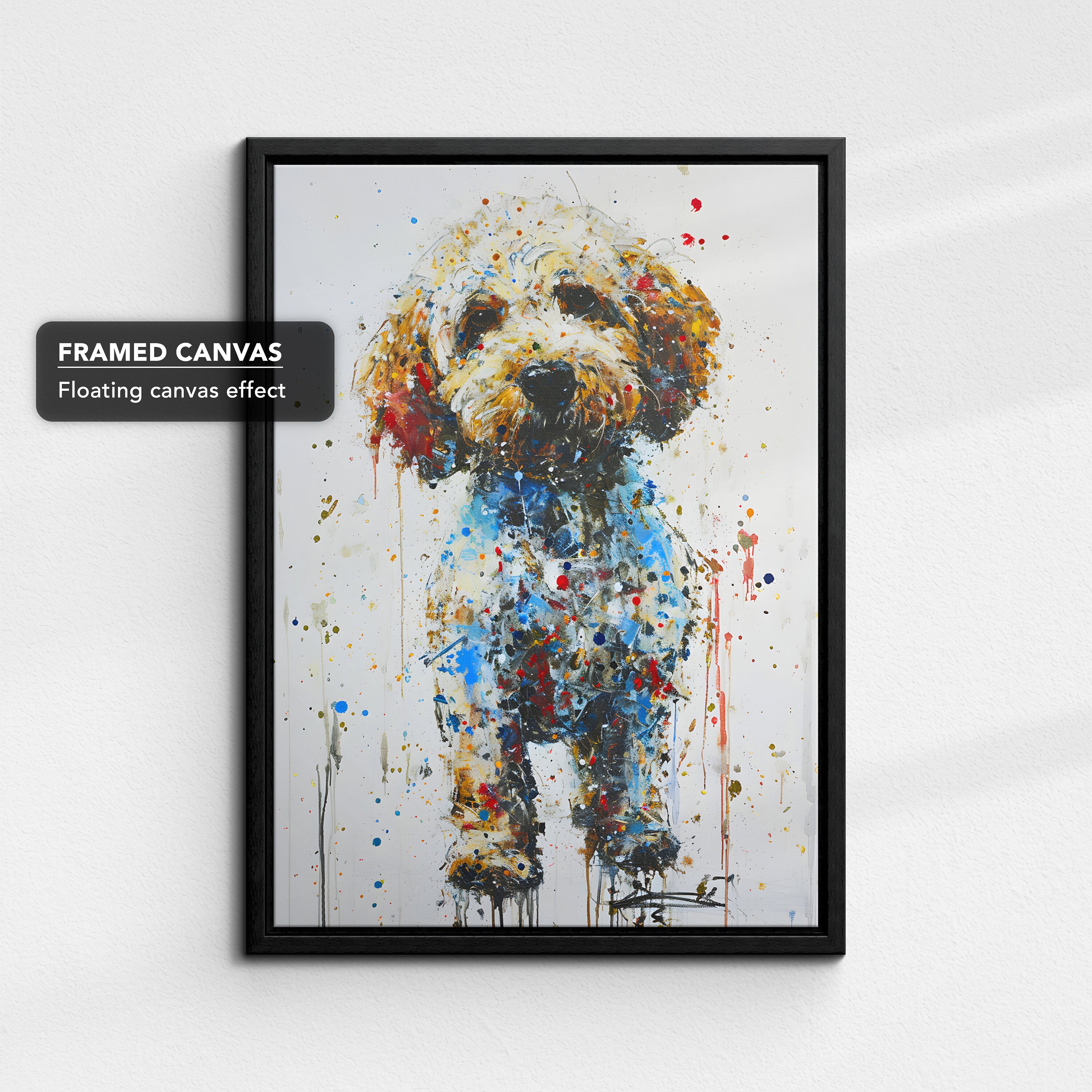 Cockapoo Abstract Paint Drip Dog Painting Framed Poster Print or Framed ...