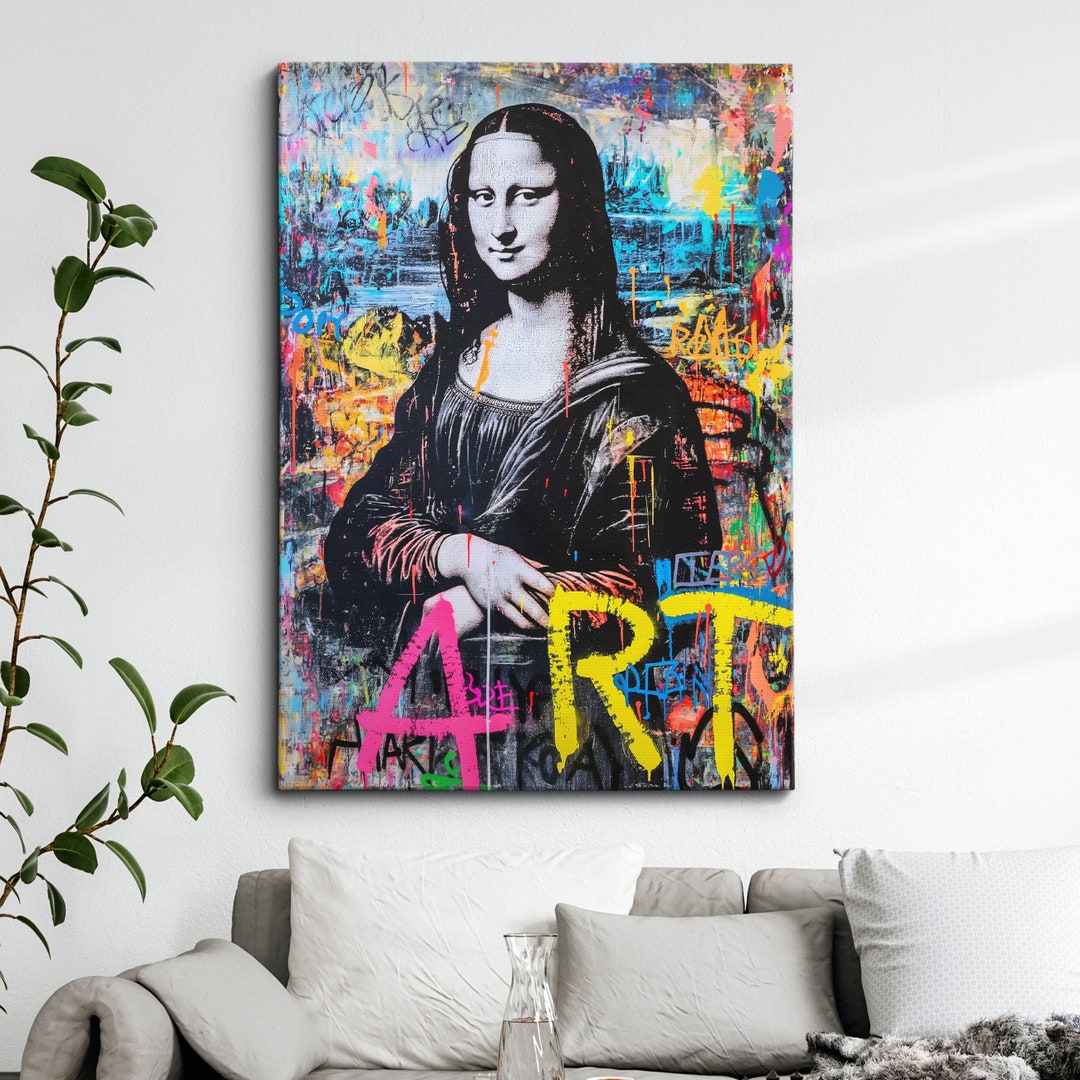 Mona Lisa Graffiti Art Abstract Oil Painting Framed Poster Print ...