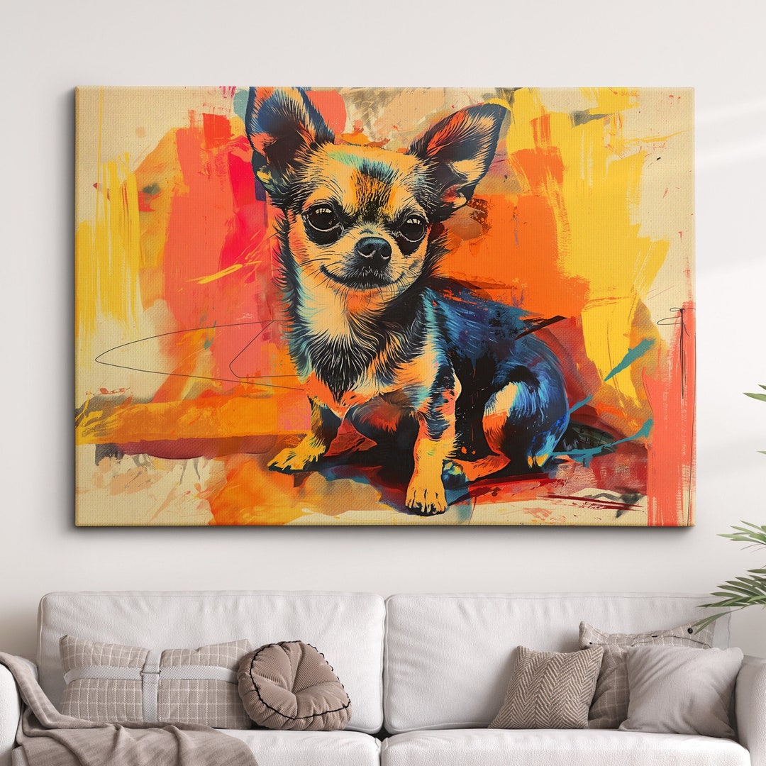 Chihuahua Abstract Painting Framed Poster Print & Framed Canvas Wall ...