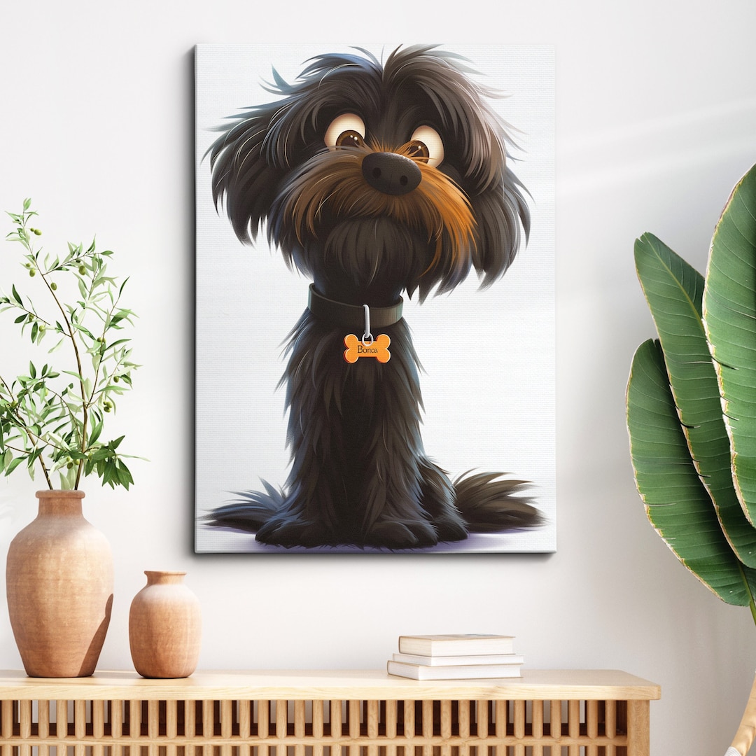 Cockapoo Cartoon Character Framed Poster Print & Framed Canvas Wall ...