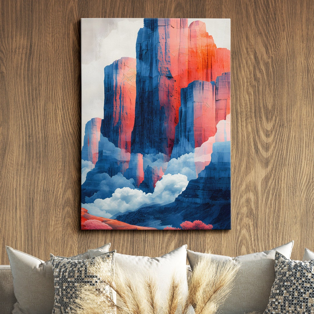 Cliff Edge Abstract Oil Painting Framed Poster Print & Framed Canvas ...
