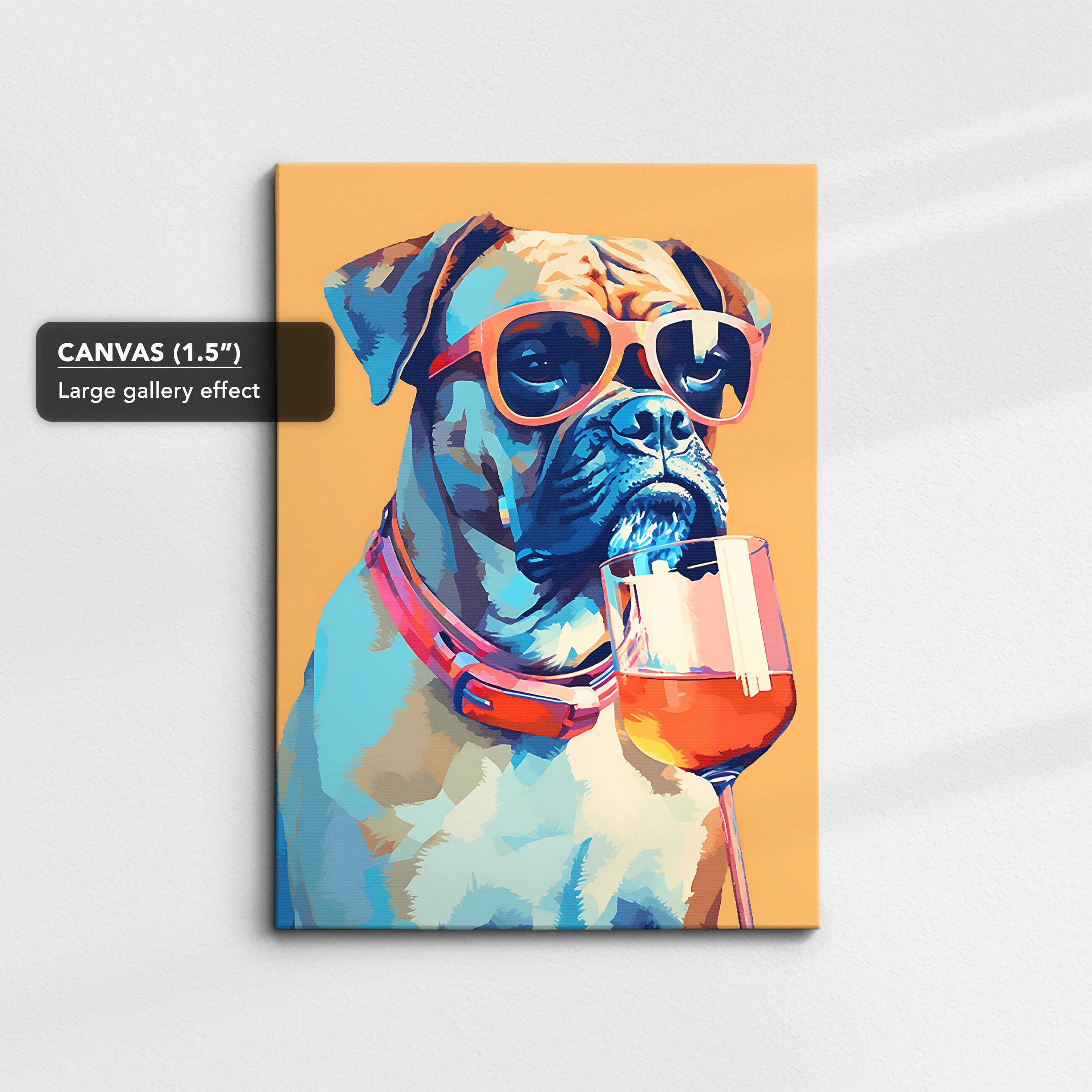 Vibrant Boxer Drinking With Glasses Painting Framed Poster Print ...