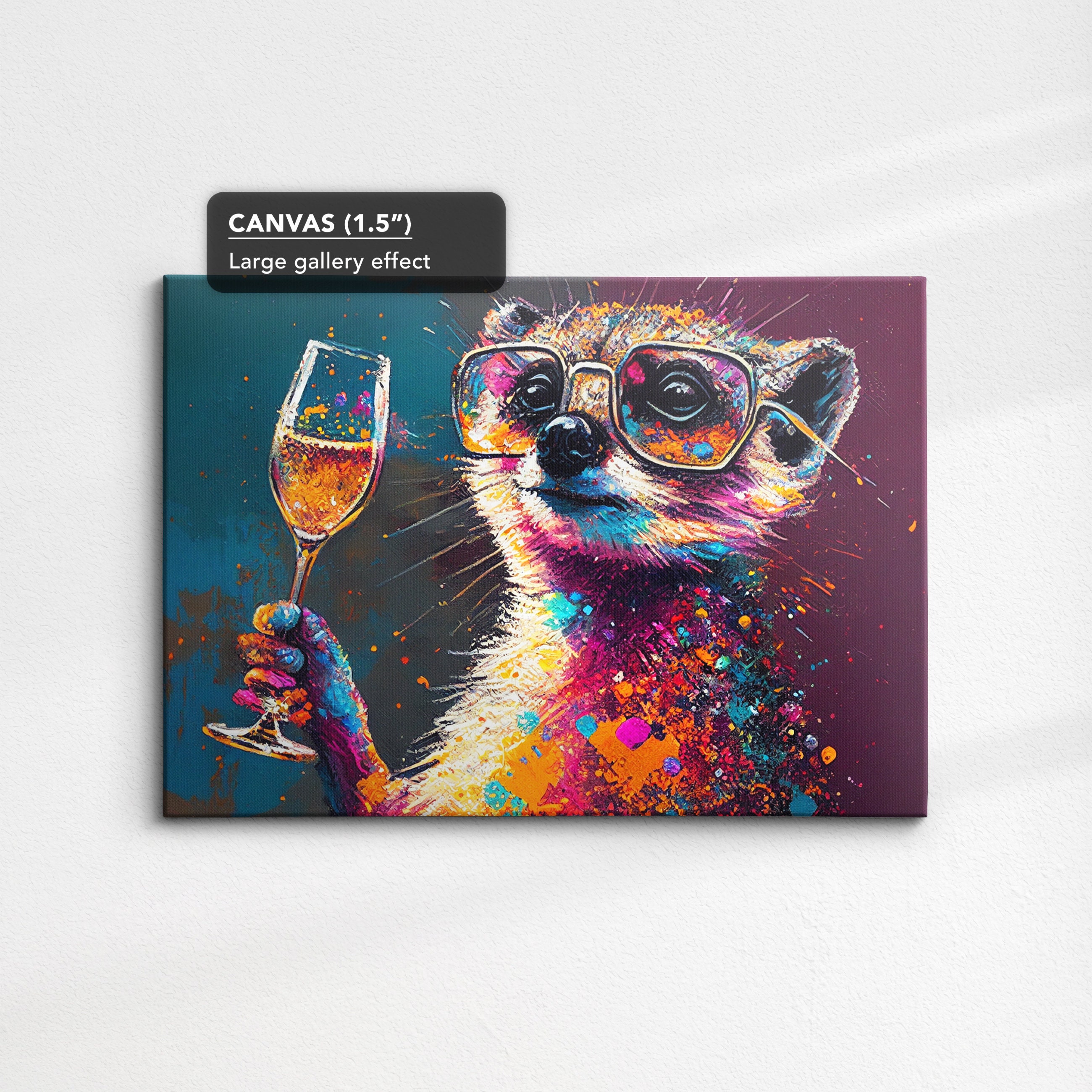Meerkat Toasting Drink Glasses Animal Art Abstract Oil Painting Framed ...