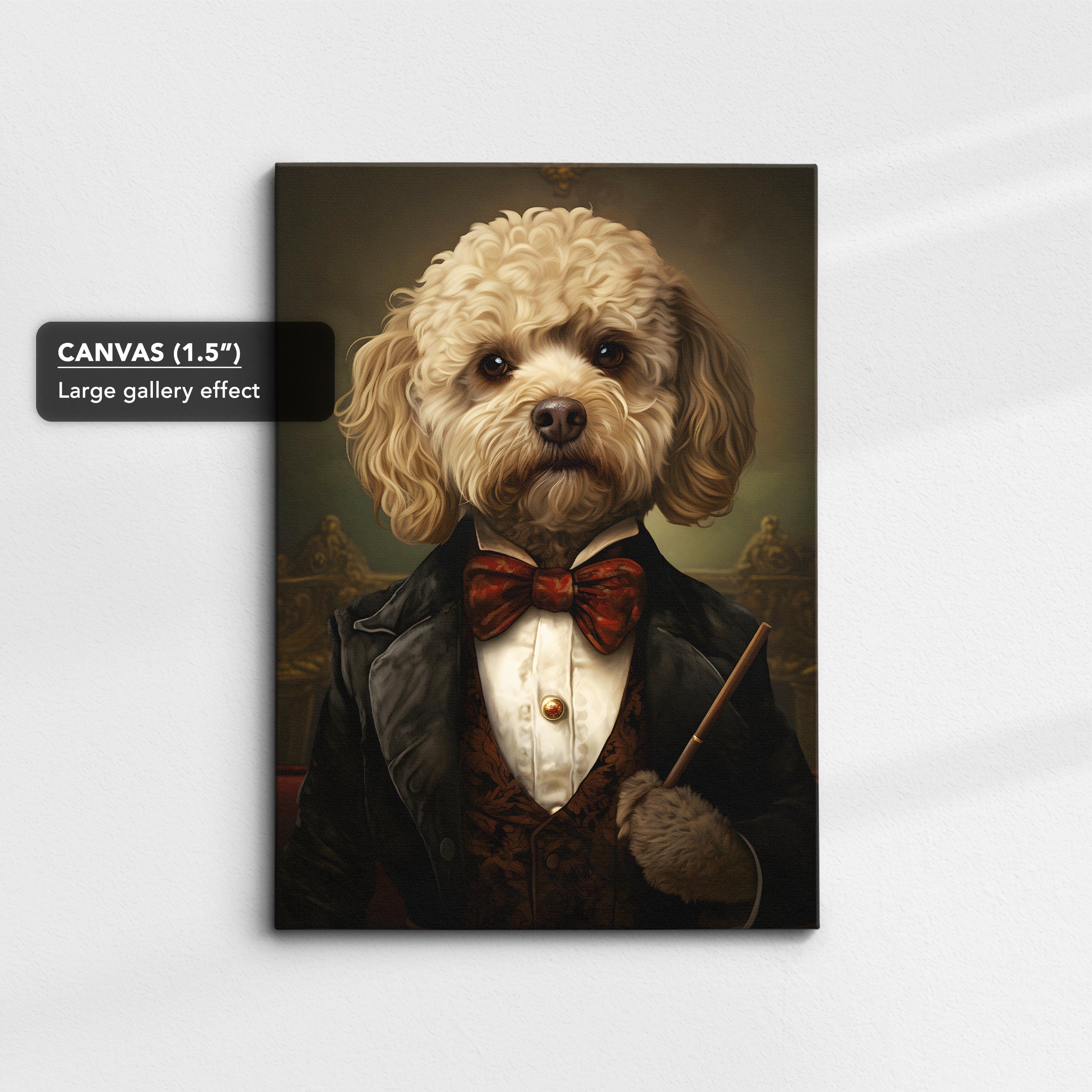 Cockapoo Victorian Bowtie Dressed Oil Painting Framed Poster Print ...