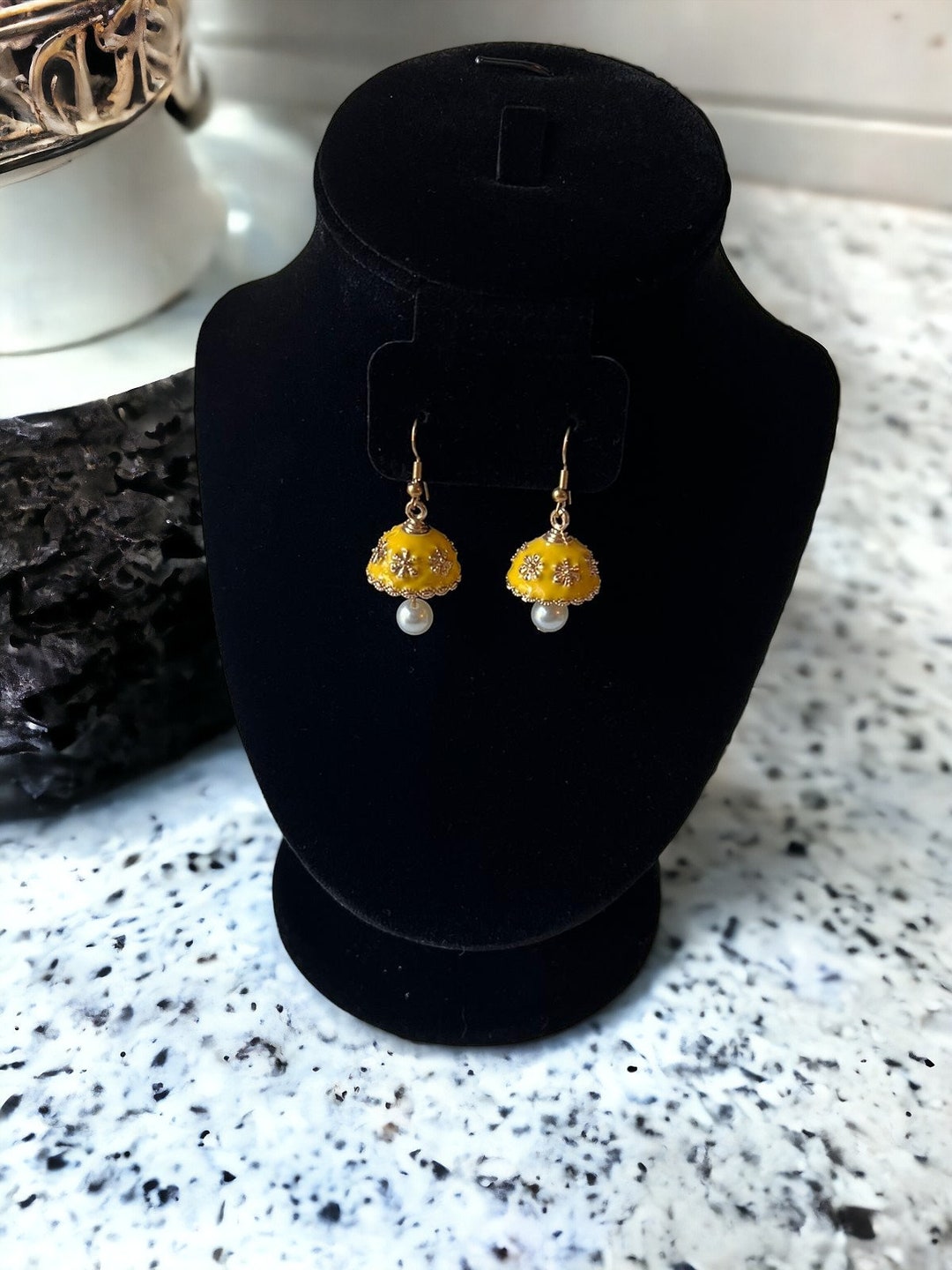 Pakistani Dainty Yellow Jhumkas - Etsy