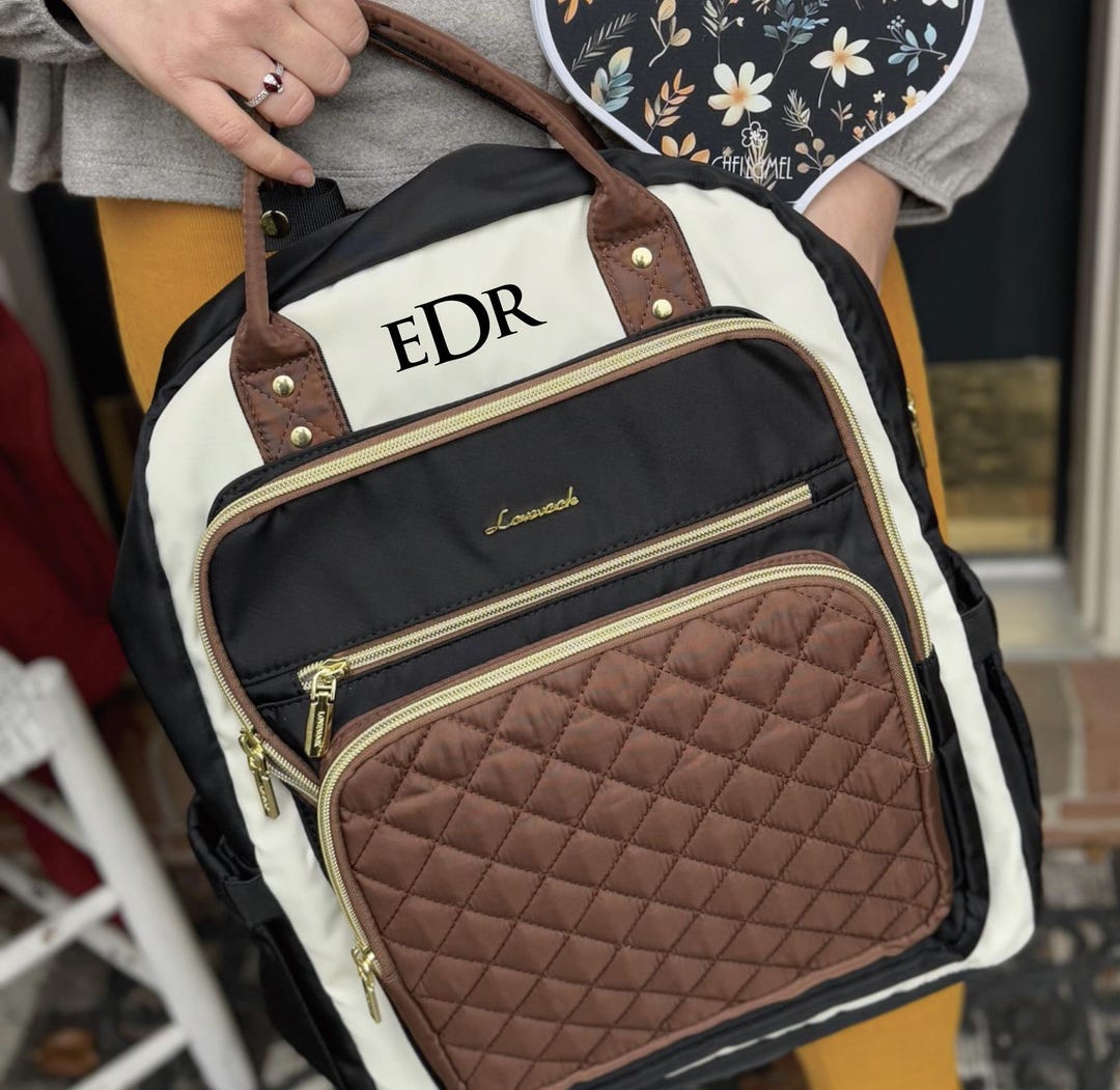 Personalized Spacious Travel Backpack, Black Bag With Handle, Large ...