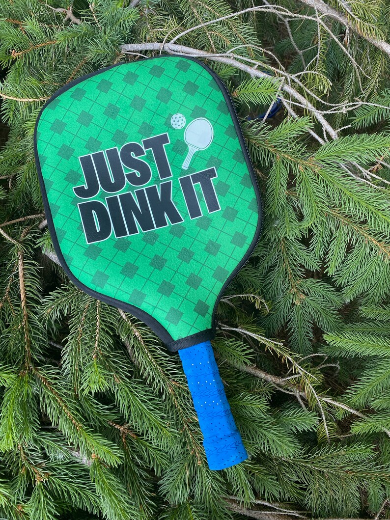 Just Dink It Green Plaid Pickleball Paddle Cover, Custom Paddle Cover ...