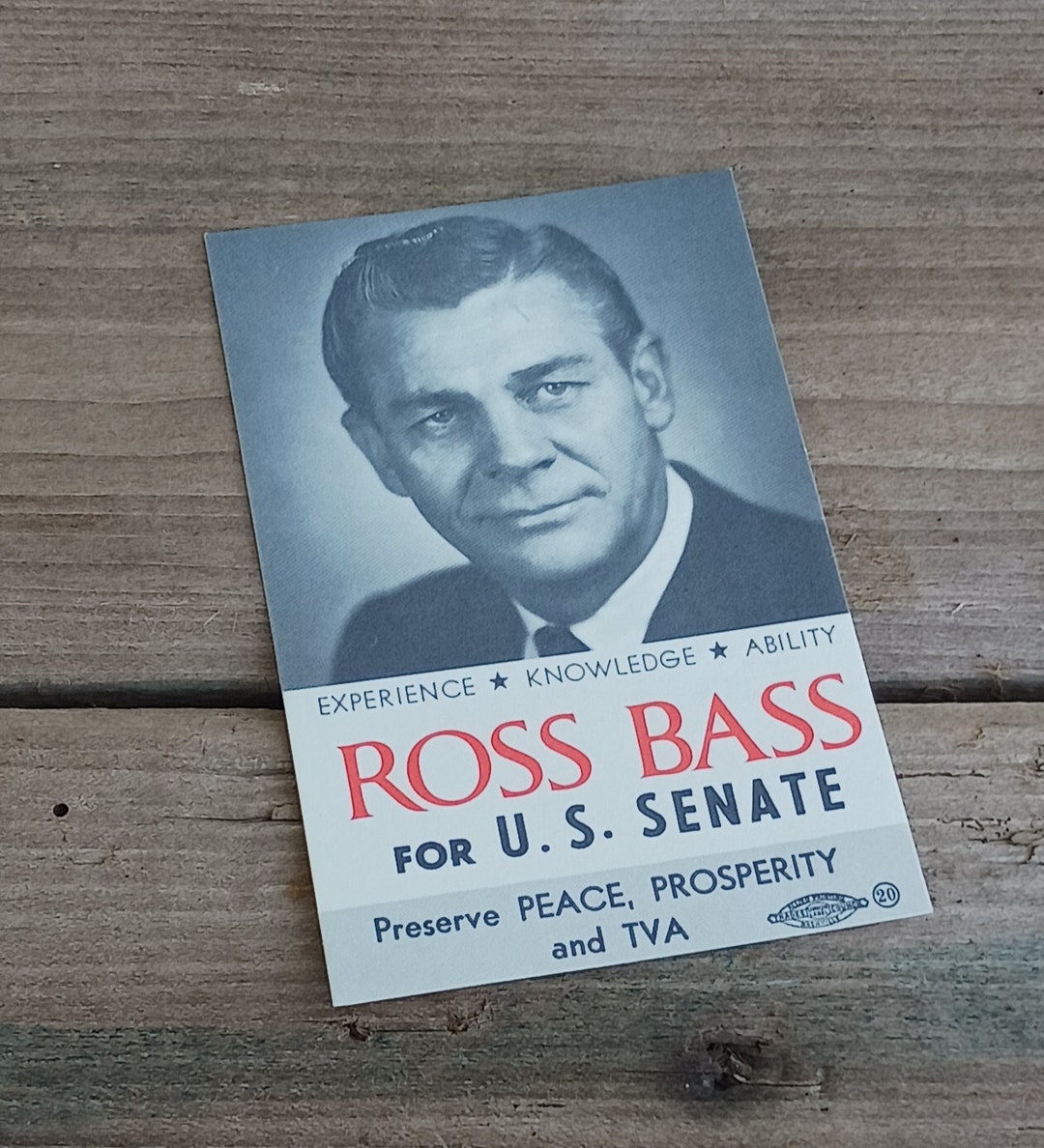 Vintage Ross Bass for U S Senate Political Advertising Candidate Card ...