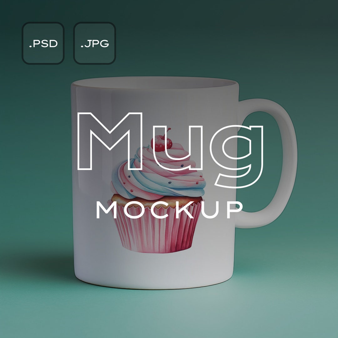 Mug Mockup Photoshop, Editable Smart Object Template, Green Background ...