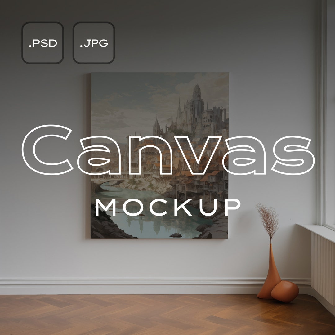 Photoshop Canvas Mockup, Editable Smart Object Template, Hanging on ...