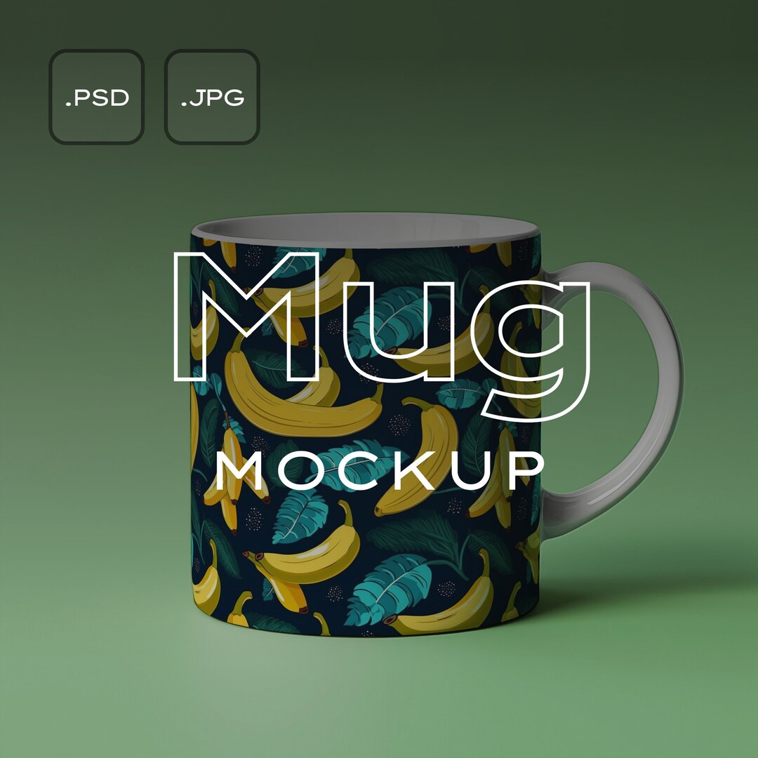 Mug Mockup Photoshop, Editable Smart Object Template, Green Background ...