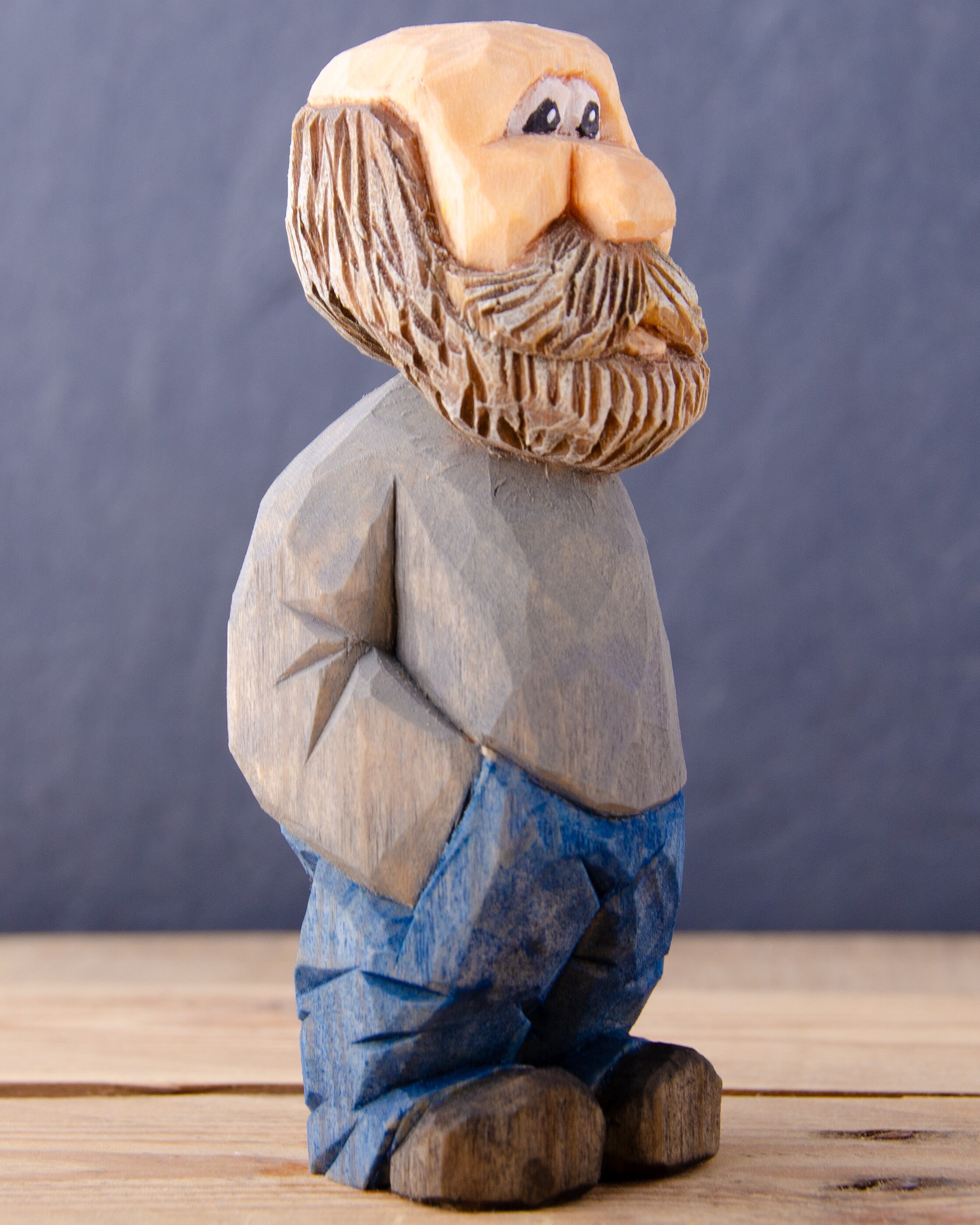 Hand Carved Wooden Old Guy - Etsy