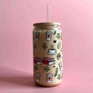 Book Coffee Glass Cup TBR Gift Idea Book Lover Cup Book Club Girly ...