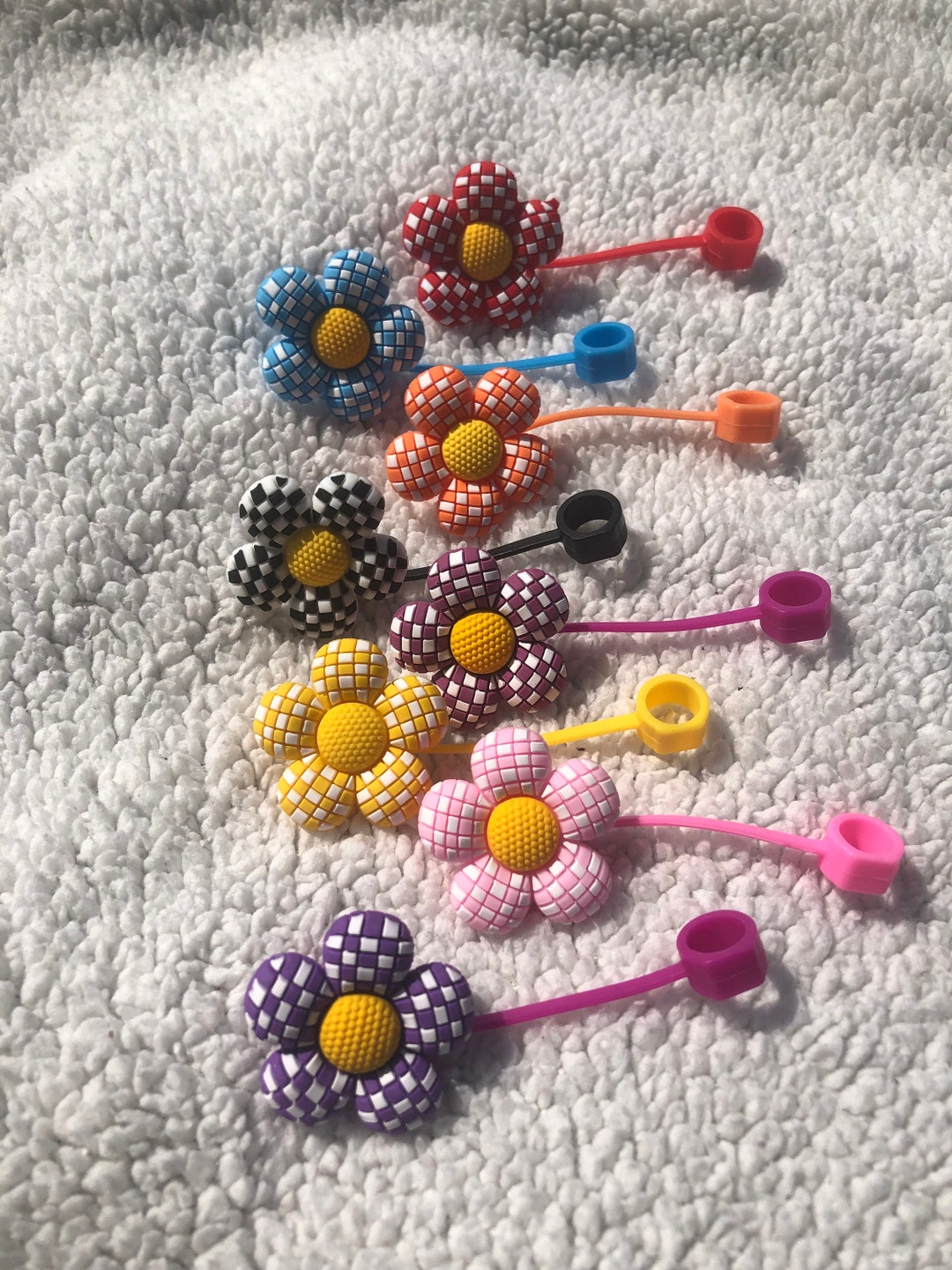 Flower Stanley Cup Straw Topper Floral Summer Tumbler Cap Check Daisy ...