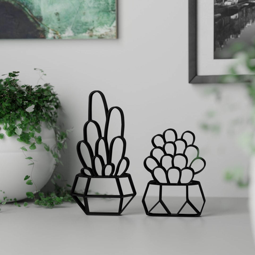 Succulents Set 2 3D Print Line Art Modern Decoration and Gift Idea for ...