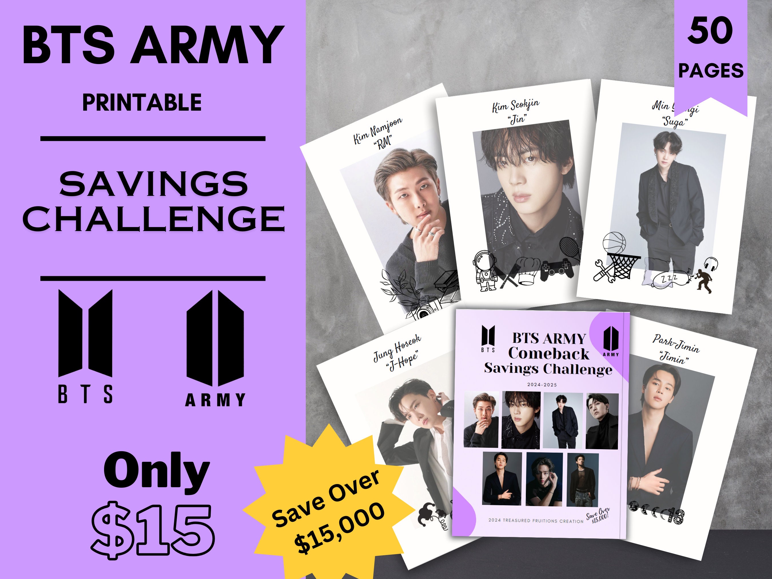 BTS ARMY Comeback Savings Challenge - Etsy