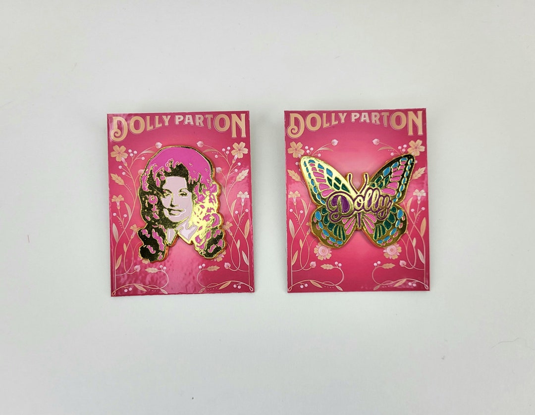 OOAK Dollywood Dolly Parton Face Butterfly Name Logo Gold Enamel Metal Pin Souvenir Custom - Etsy