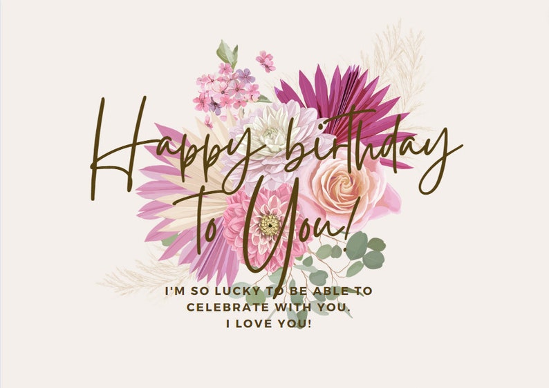 Birthday Card, Birthday, Flowers, Digital - Etsy
