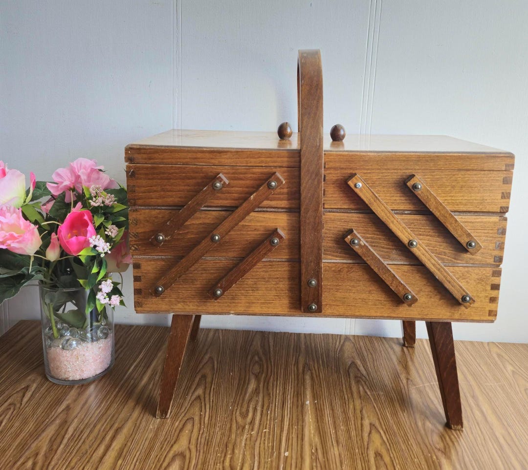 Vintage Rustic Wooden Box, Wooden Box for Sewing-crafts, Wooden Box ...