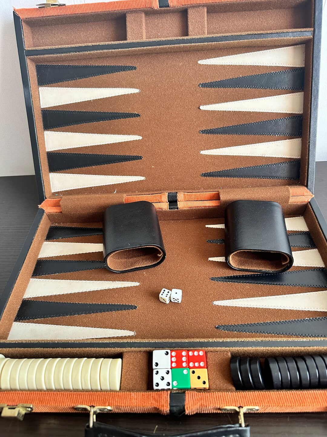 Vintage Backgammon Set, Suitcase Travel Board Game Complete Set All ...