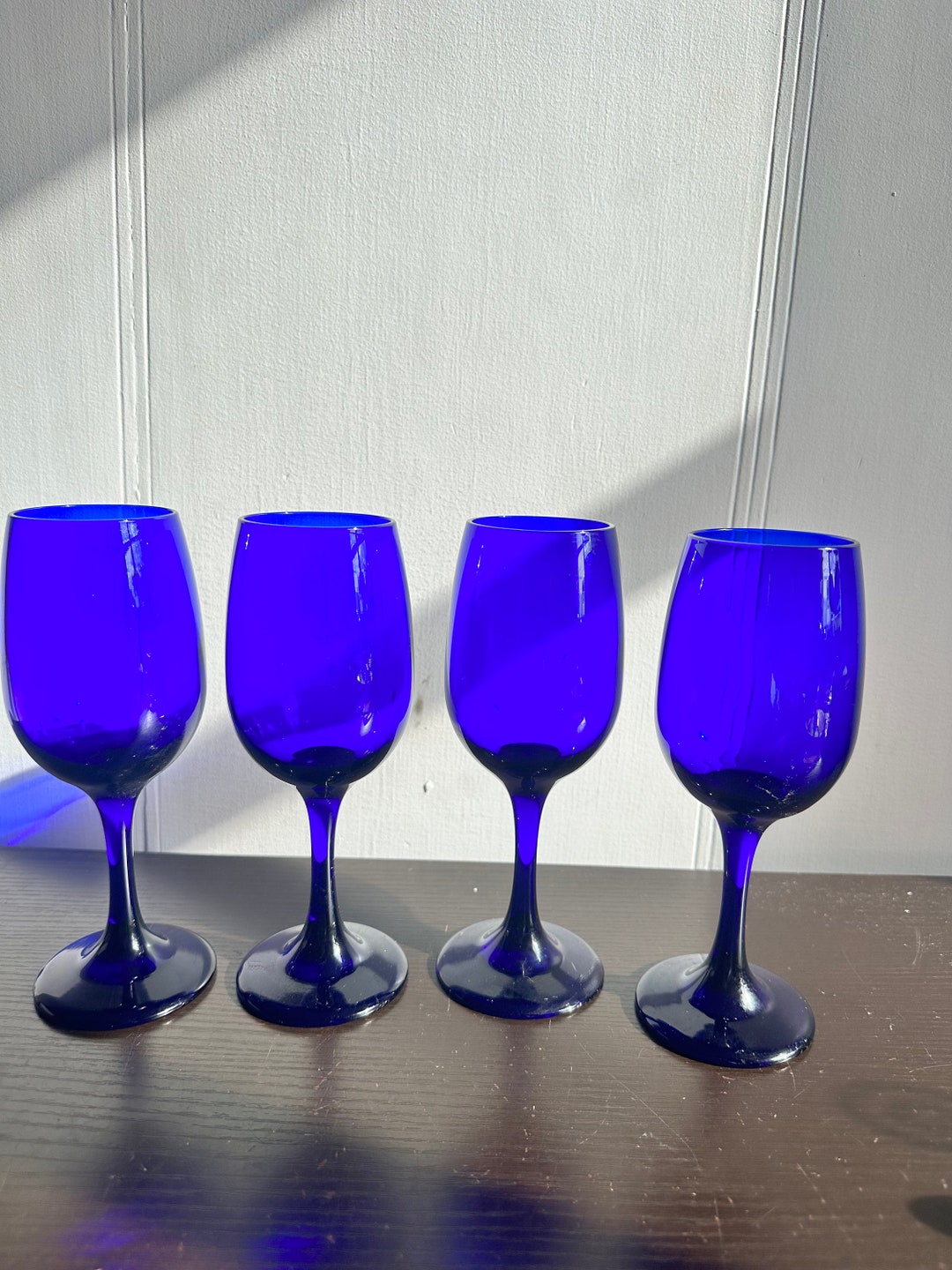 Set of 4 Vintage Libbey Cobalt Blue Wine Glass ,water Goblets ,cocktail ...