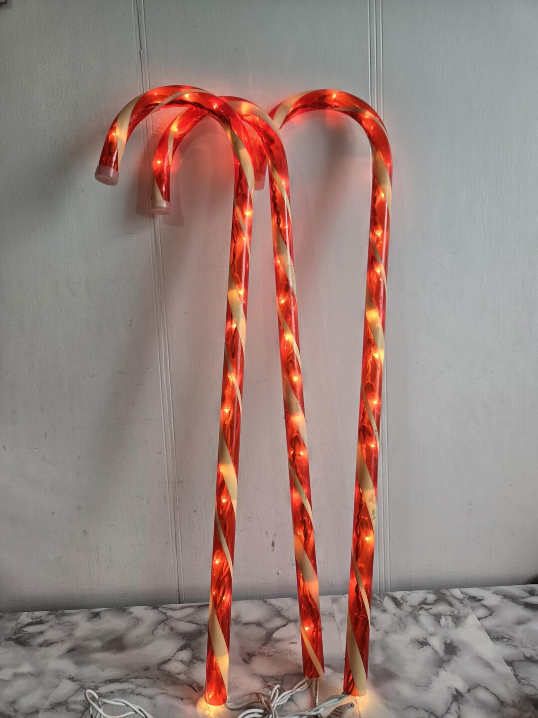 Vintage Light up Set of 3 Candy Canes Indoor Outdoor Yard Ornament ...