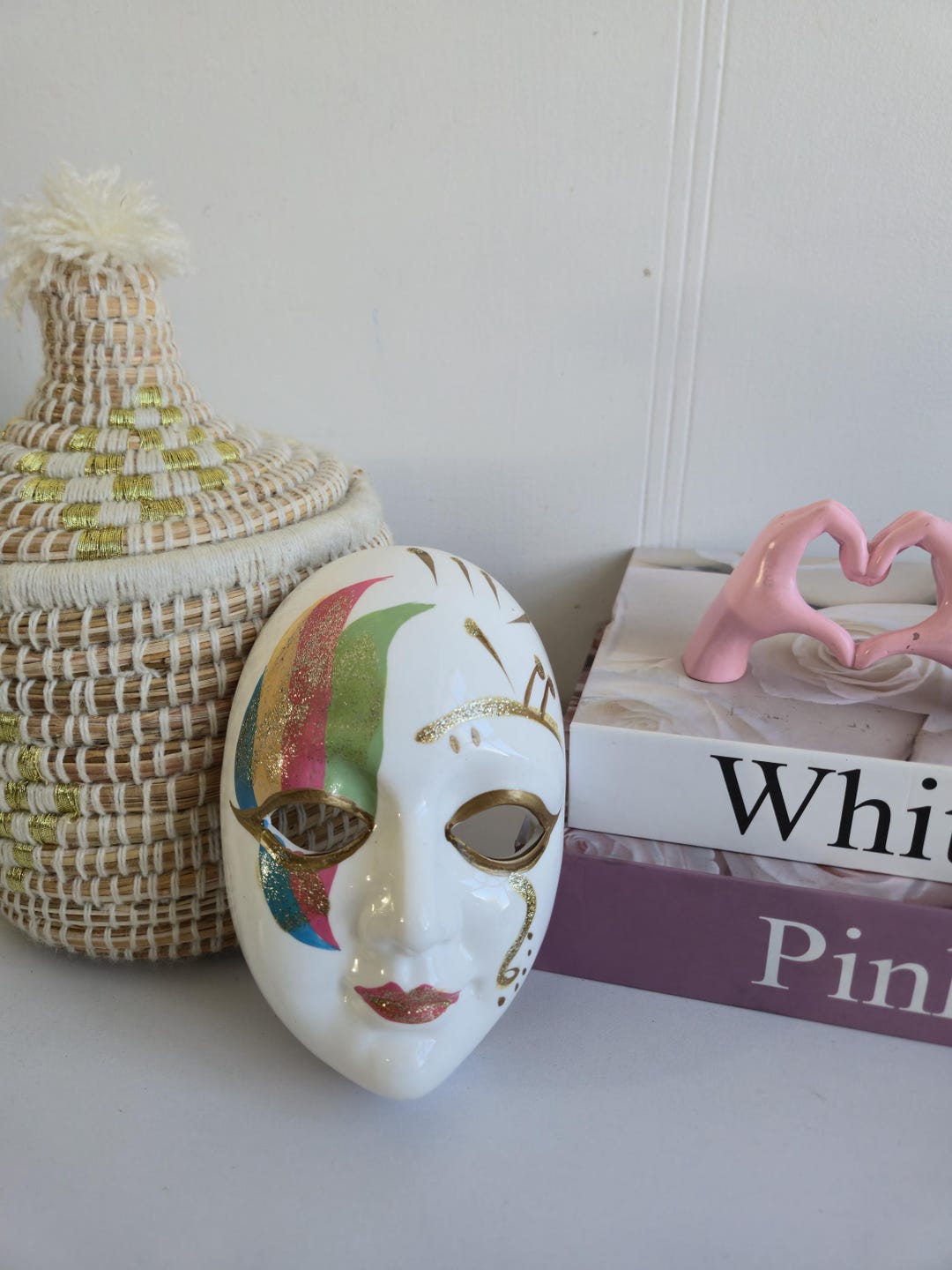 Vintage 80s Clown Face Mask in Enameled Porcelain Pierrot. - Etsy