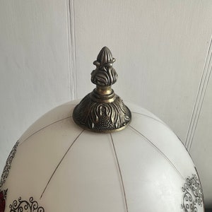 Vintage Globe Table Lamp, Red Faceted Crystal, Brass Base, Floral Globe ...