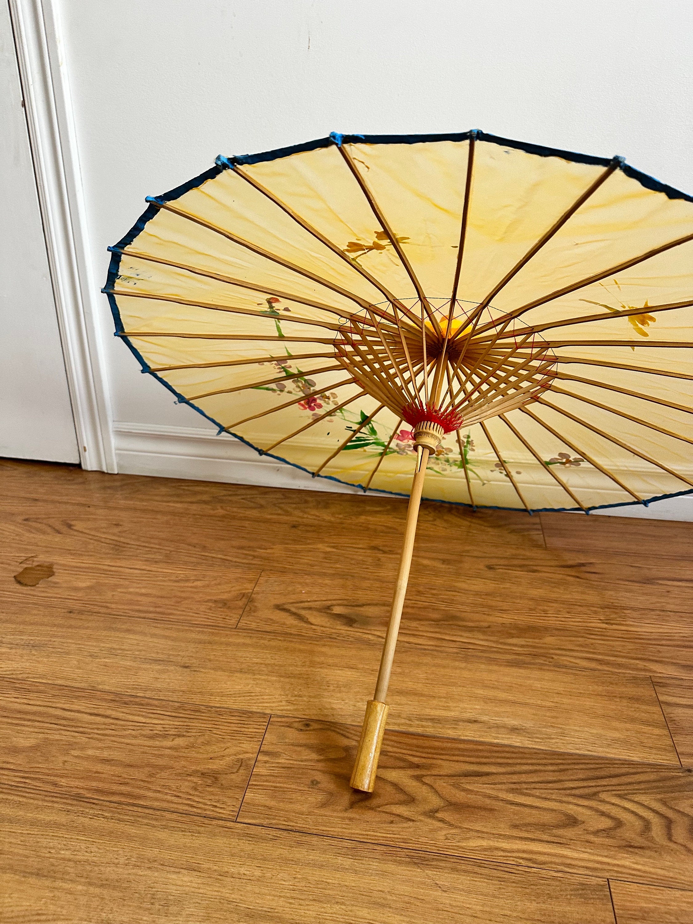 Vintage Parasol, Chinoiserie Decor, Sun Shade, Transparent Fabric and ...